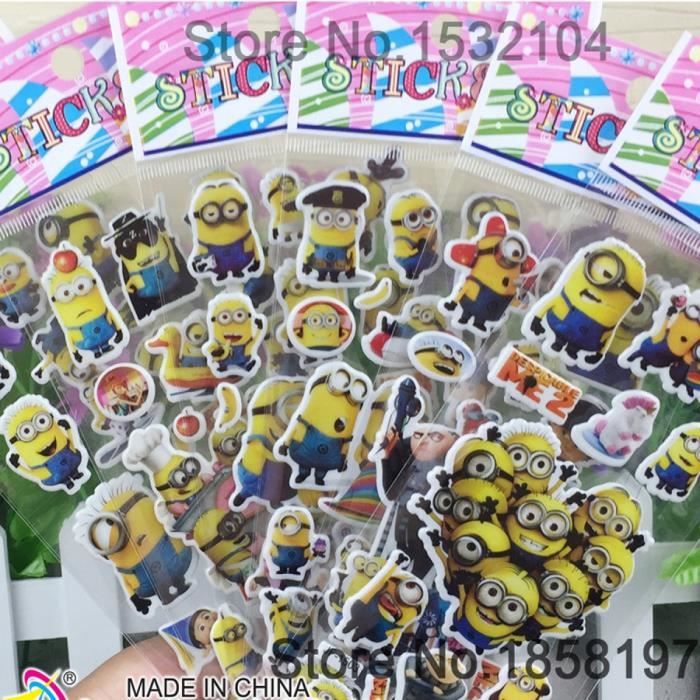 Modèle: JF 1512 - Mignon Drôle Minions Autocollant Mural, 3d Animation ...