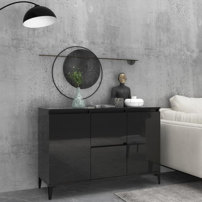 (NOUVEAU)Buffet bahut - Design Moderne - Buffet Noir brillant 104x35x70 ...