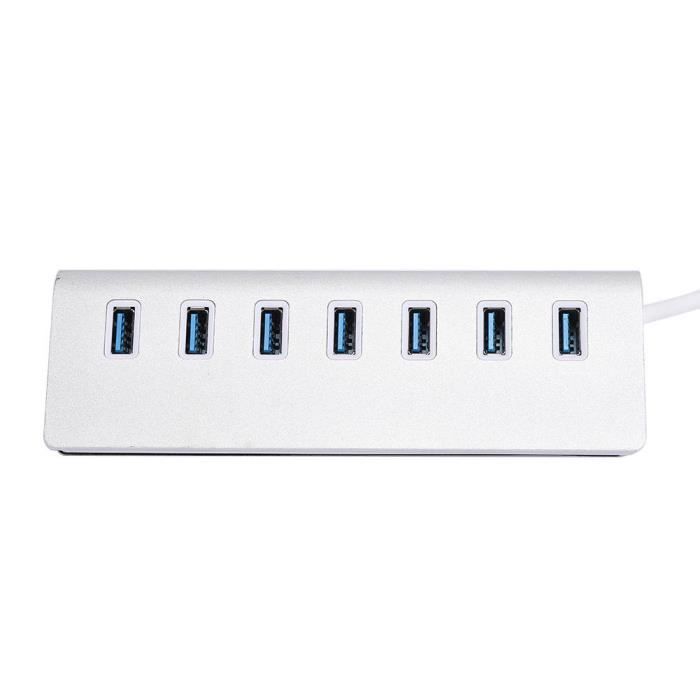Contrôleur de concentrateur USB en alliage d'aluminium de 2e génération Hub USB, répartiteur 7 ...