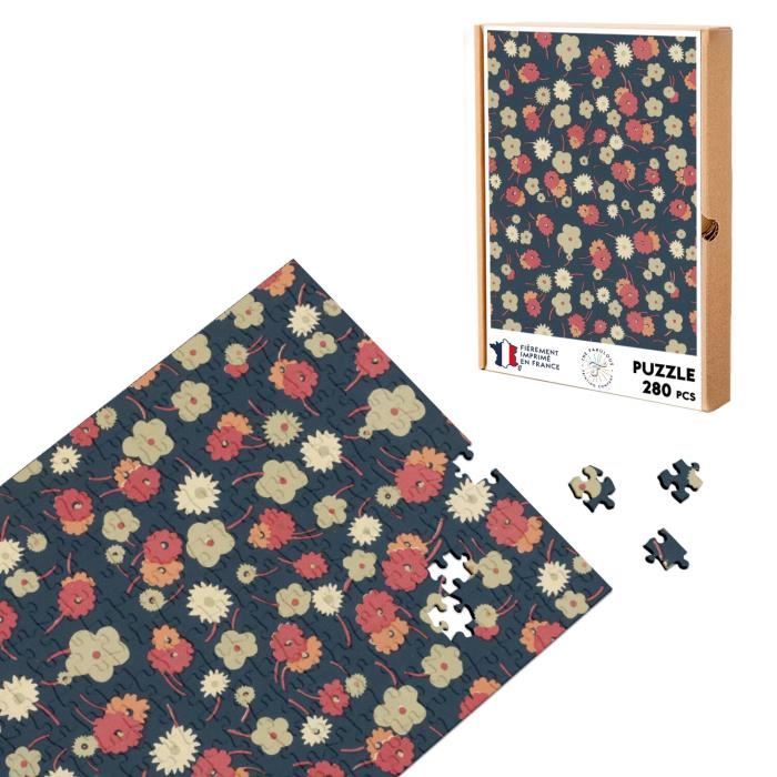 Puzzle Classique 280 pièces Motif Fleur Minimaliste Vintage Rouge Bleu ...