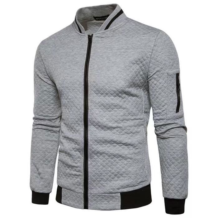 Veste Hommes - Pull Uni Zippé Bomber Blouson Sweat-Shirt Sport - Fit ...