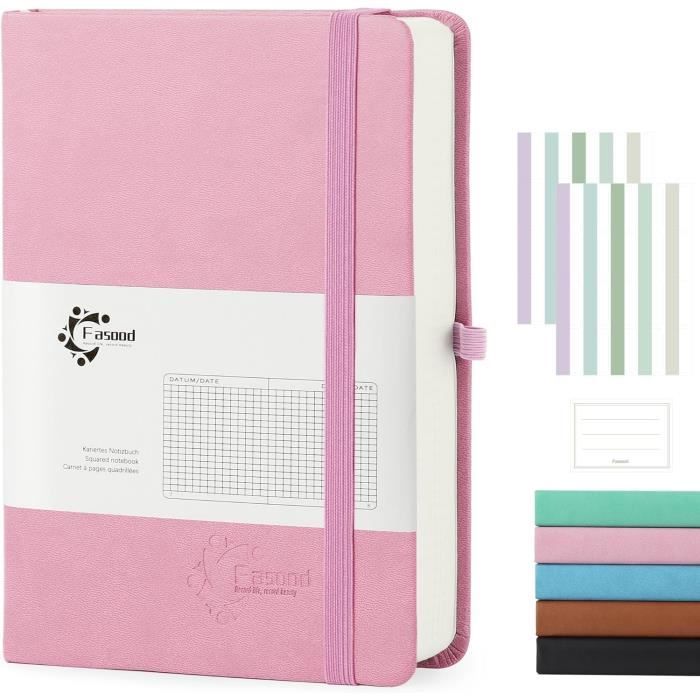 Carnet de notes A5 quaillé,Cahier couvert de cuir,320 pages,papier ...