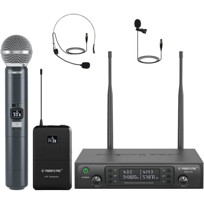 Système De Microphone Sans Fil, Dual Wireless Mic Set With Handheld ...