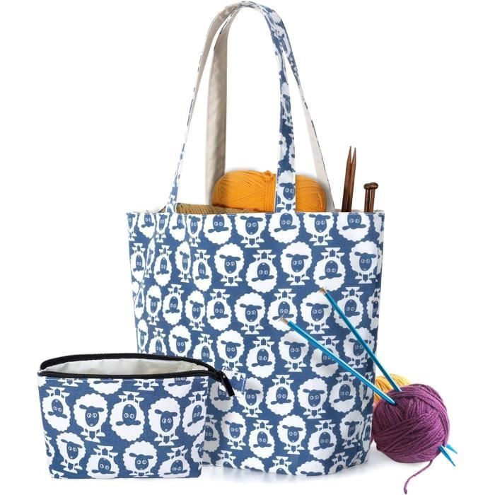 Sac À Tricoter Avec Pochette Zippée Supplémentaire, Sac Fourre-Tout ...