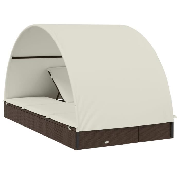 RUIDA Transat 2 places avec toit rond marron 211x112x140 cm Excellent ...