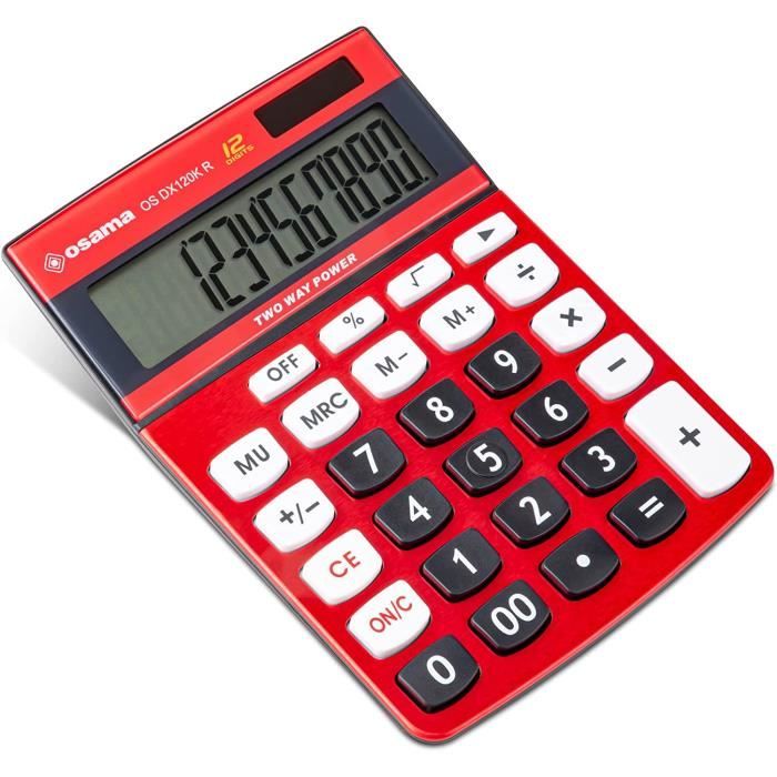 Calculatrice Bureau À 12 Chiffres + Écran Incliné En Métal ...