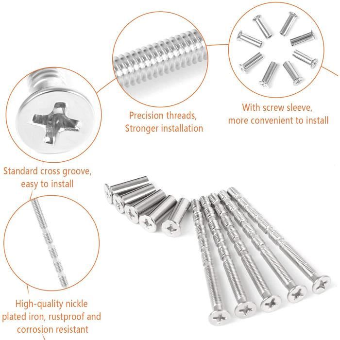 50pcs Vis Pour Poignées De Porte Et 50pcs Manchon De Vis M4 Vis De ...
