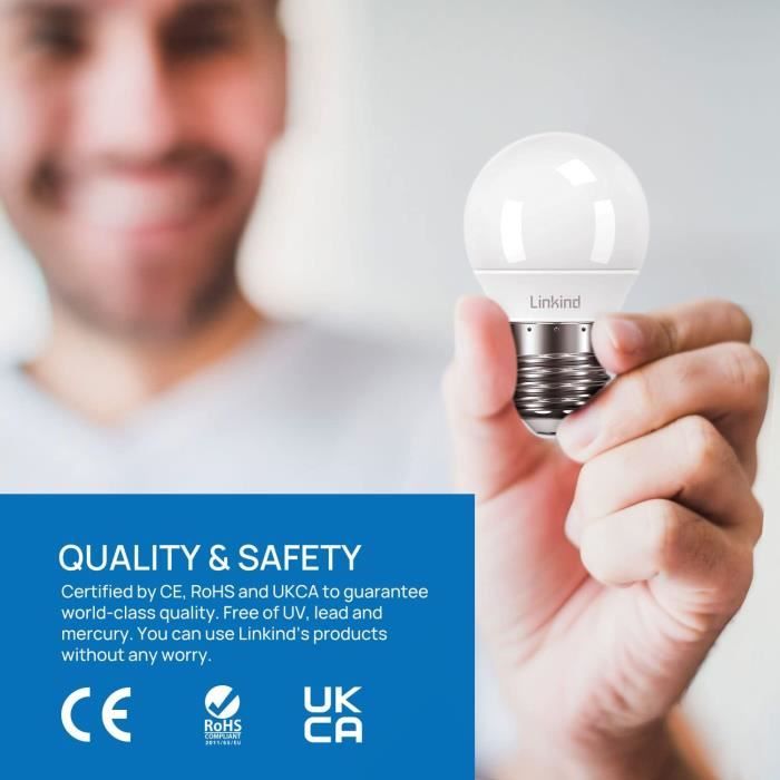 Ampoule Led E27 G45 5W Équivalent 40W,Blanc Chaud 2700K 470Lm,Ampoule Mini Globe Avec Gros Culot ...