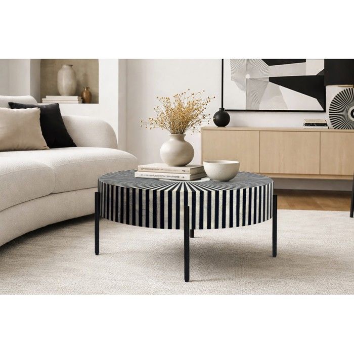Table basse ronde ZEBRY 64 cm noir et blanc – Design graphique ...