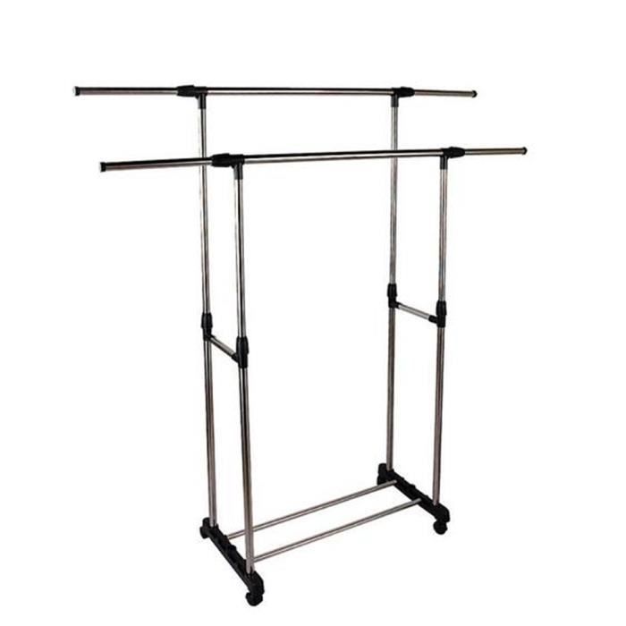 Double Rangs Vêtement Rack Support Cintre Vêtements Rail Suspendu ...