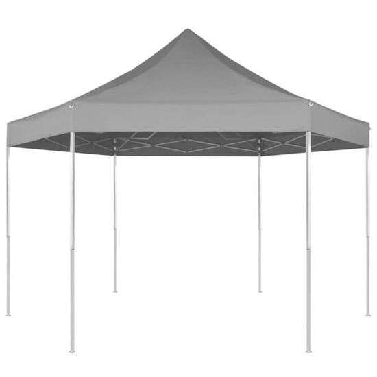 Chapiteau hexagonal pliable Gris 3,6x3,1 m - Cdiscount Jardin