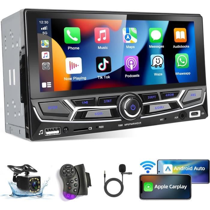 Autoradio 2 Din Stéréo avec Apple Carplay Android Auto, Radio Voitures Ecran Tactile 6.86 Pouces ...