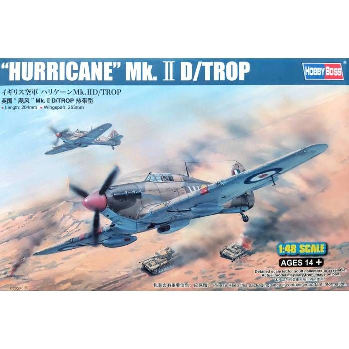 Maquette Avion - HOBBY BOSS - Hawker Hurricane Mk.ⅱd/trop - 1:48 ...
