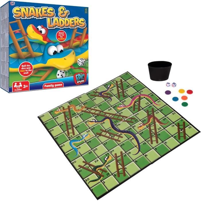 Serpents Et Echelles Plateau + 6 Pions Et Dé En Plastique (Import ...