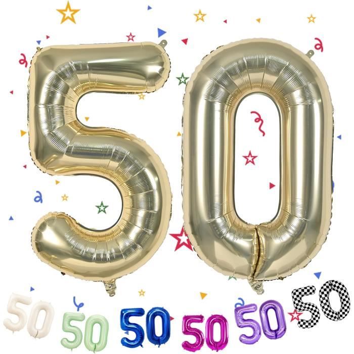Ballons Anniversaire 50 Ans Doré - Ballon 50 Chiffre Anniversaire Geant ...