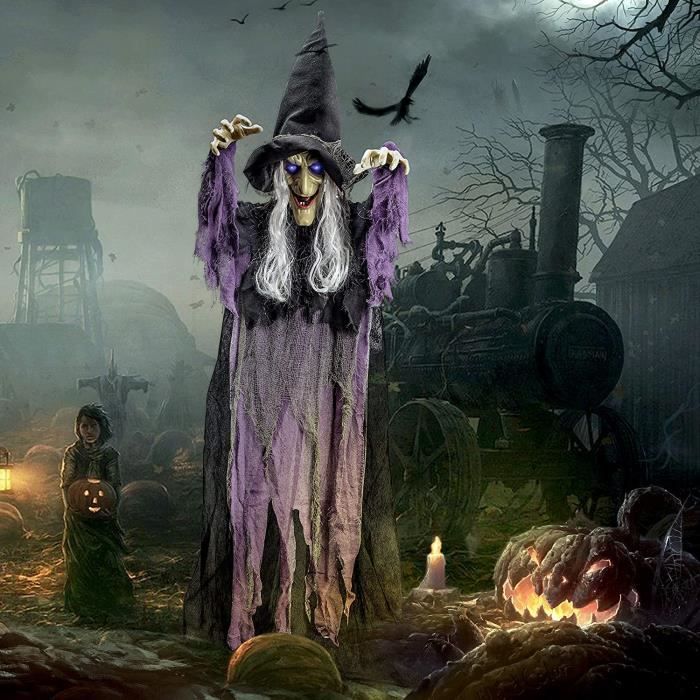 AJW-Décoration de sorcière parlante animée à Suspendre avec Yeux ...