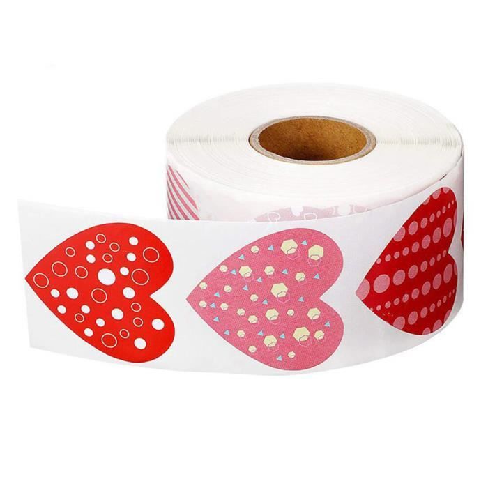 Étiquettes autocollantes - QY784 - Cœur - 500 pièces - Autocollant en ...