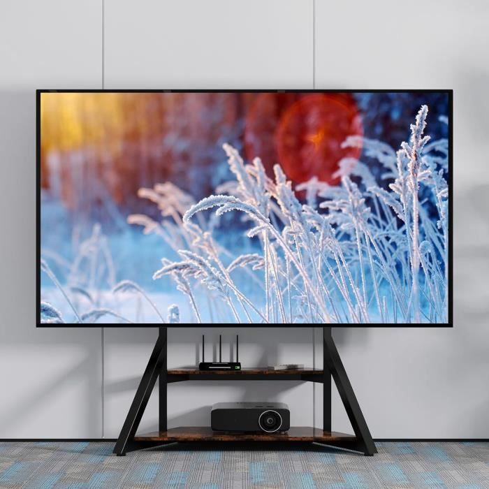 Support TV sur Pied avec 2 Étagères: Meuble de Télévision de 40 à 75 ...