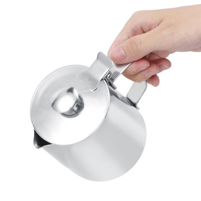 KOA Pot À Lait Barista En Acier Inoxydable De 350 Ml Avec Couvercle À Tirer Fleur Tasse Mousseur ...