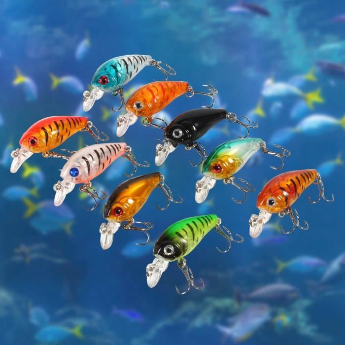 Neuf couleurs différentes 9 pcs / sac leurres de pêche en plastique ...