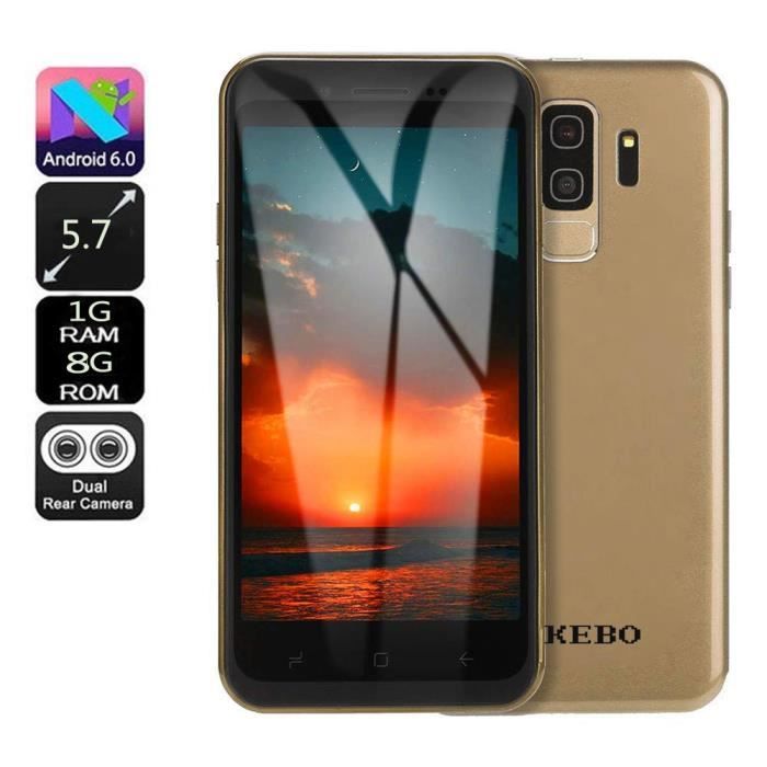 Kebo 5.7" Smartphone HD 3G débloqué Or (Android 6.0 Double Caméras Quad ...