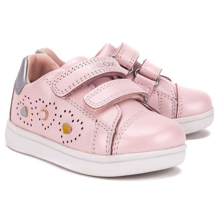 Baskets - Geox - Djrock - Bébé - Scratch - Rose - Cuir - Plat Rose ...