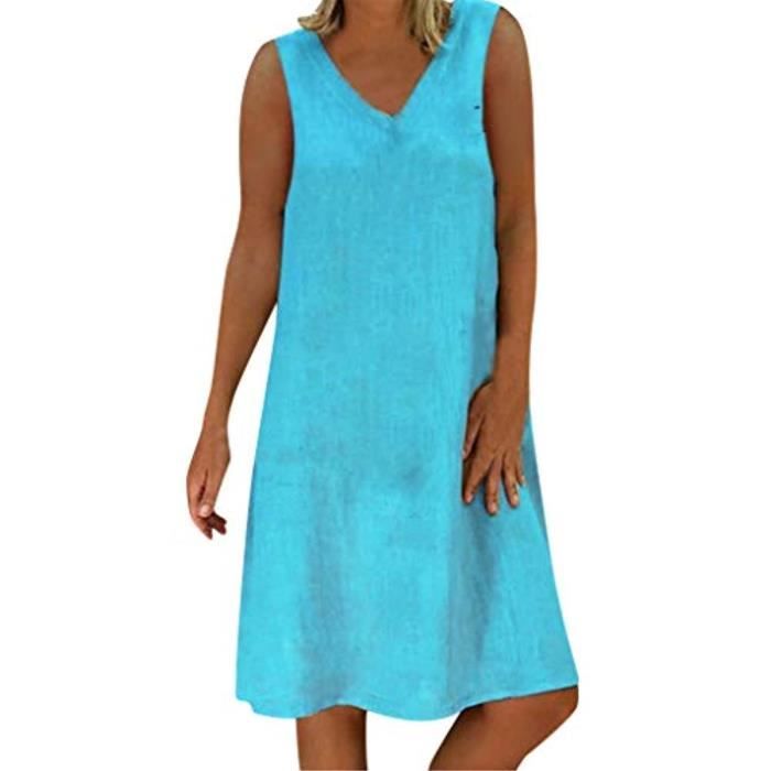 Robe IAXHT robe baggy décontractée d'été burfly, robe chemise sans ...