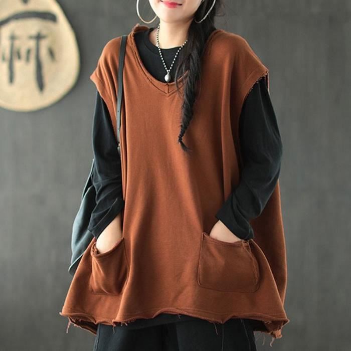 Gilet,Johnature automne 2020 nouveau Style rétro tout match col en v ...