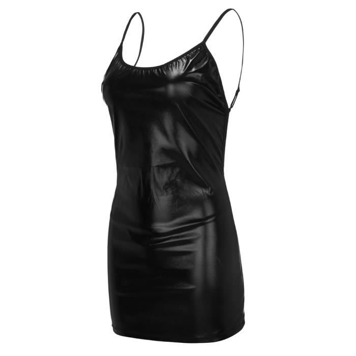 Mode Cuir Sexy Femmes Lingerie Minijupe Dos Nu Clubwear Avec G-String ...