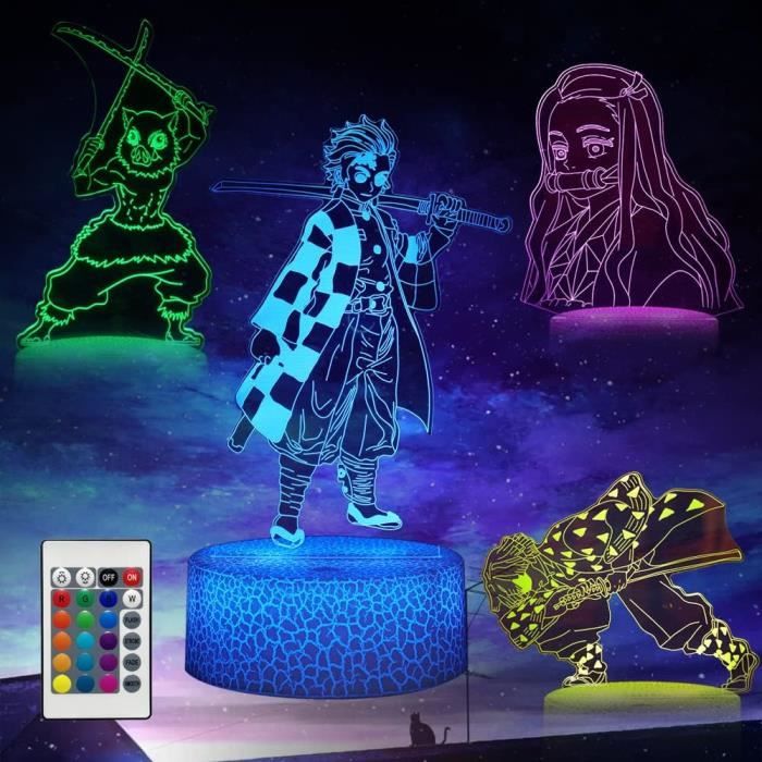 Demon Slayer 3D Anime Decor Lamp, Night Light, 4 Patterns Et 16 Colours ...