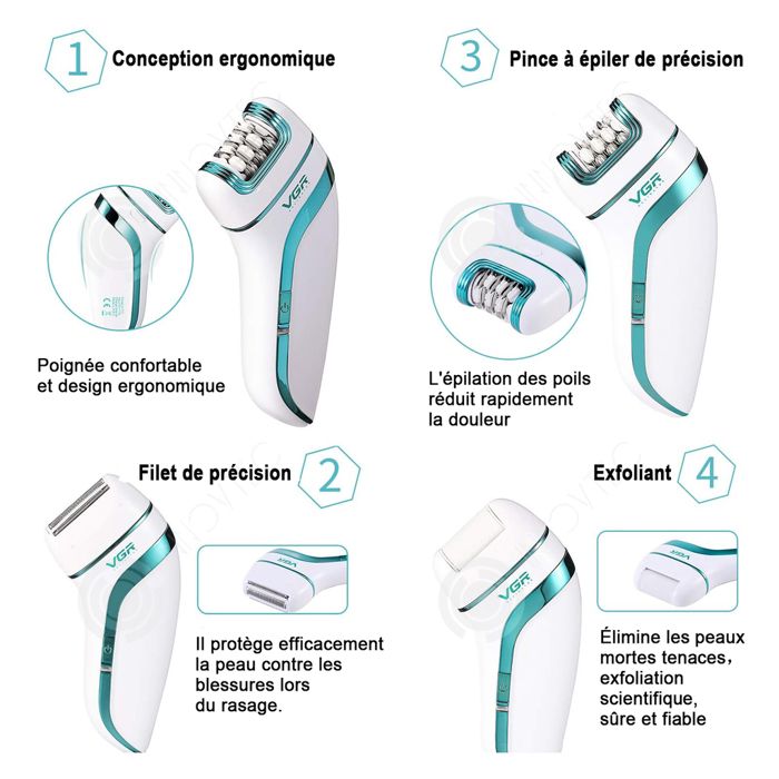 INN Épilateur 3 en 1 rasoir électrique pour femme 5W épilation pour le ...