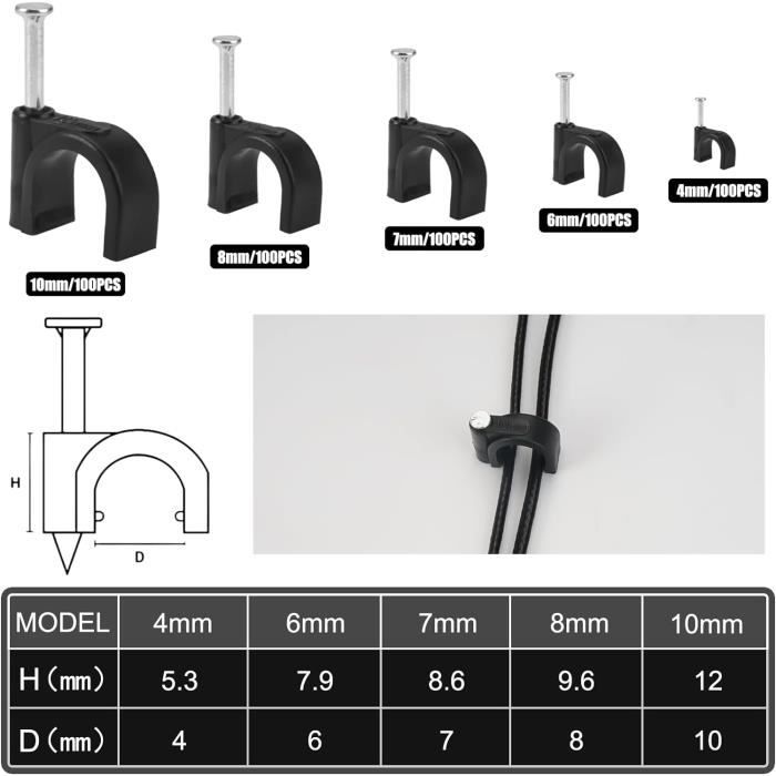 500 Pièces Cavalier Cable Electrique,Accroche Cable Avec Clou En Acier ...