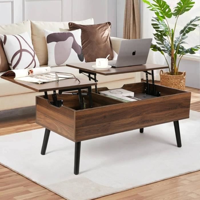 VOWNER Table Basse, Table Basse Réglable en Hauteur, Pull-Out, Table ...