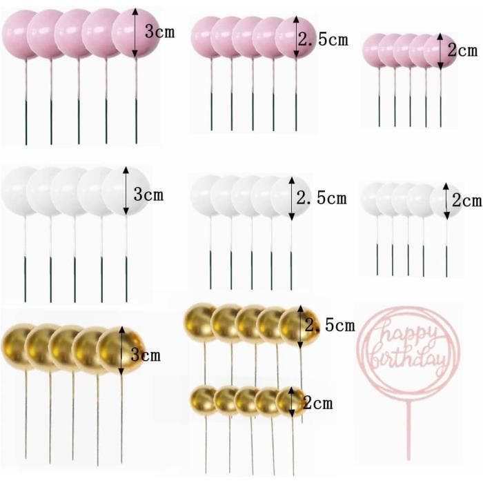 46 Décorations Gâteau Mariage Boules Dorées Joyeux Anniversaire ...