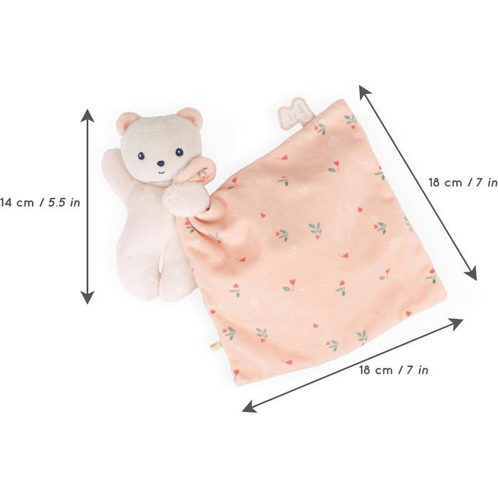 Doudou Ours Carré de Douceur tout doux - Motifs Feuilles d'amour ...