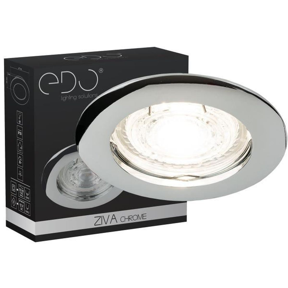 Spot de plafond encastrable ZIVA Chrome IP20 rond EDO777309 EDO ...