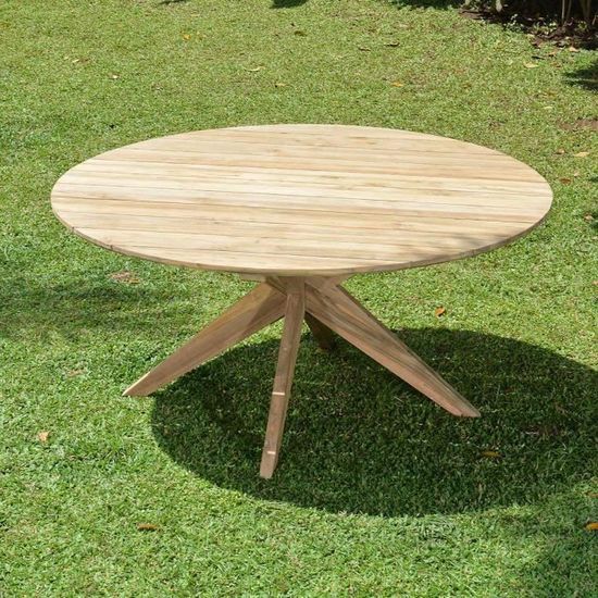 Table ronde en teck massif recyclé D 165 cm Sakai Naturel - Cdiscount ...