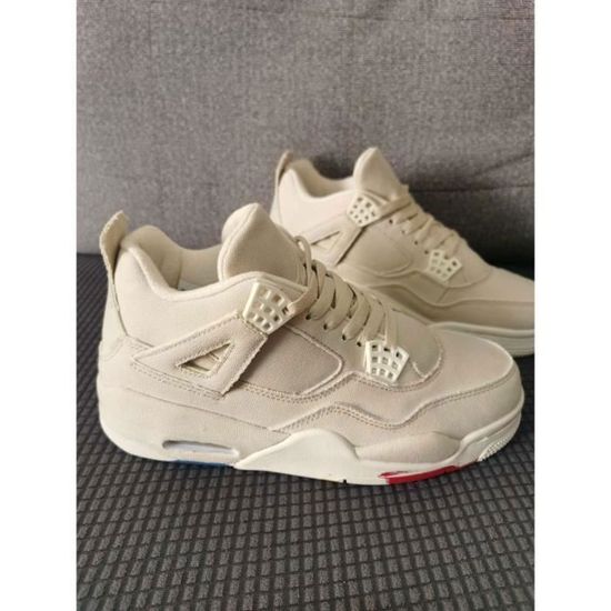 SNEAKERS X Airs-Jordans 4 Retro High Running Femme Homme Beige ...