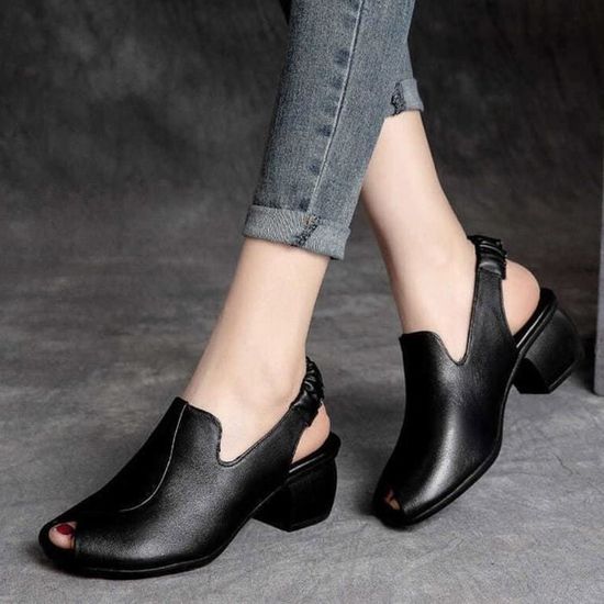 Nouveau été rétro talon épais chaussures pour femmes vêtements d ...