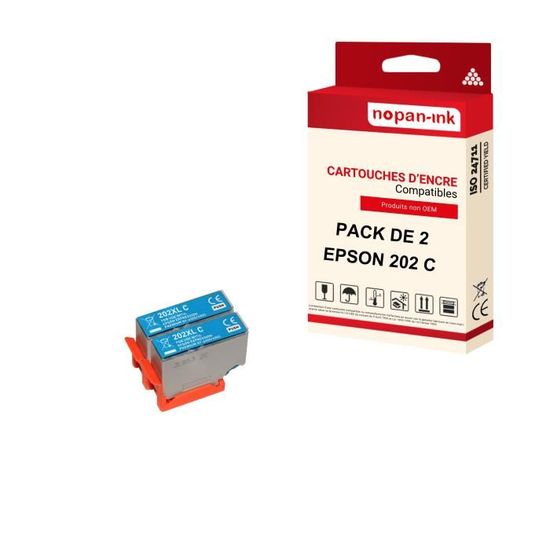 NOPAN-INK - x2 Cartouches compatibles pour EPSON 202 XL 202XL Cyan ...