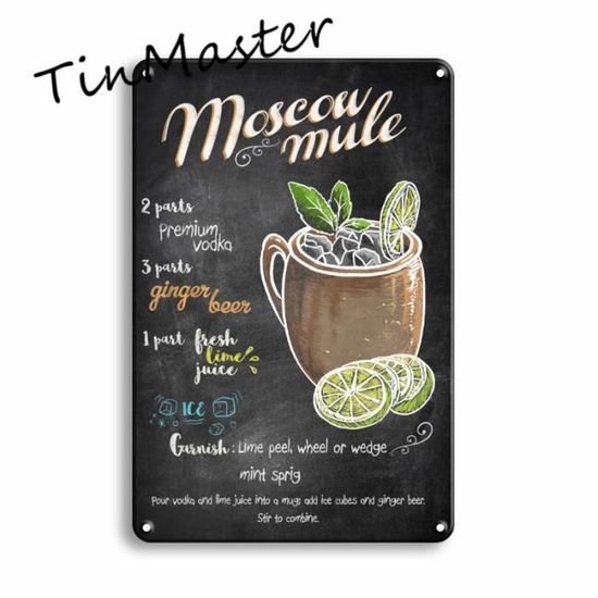 Mojito Martini Cocktail métal mur étain signe cuisine Pub décor à la ...