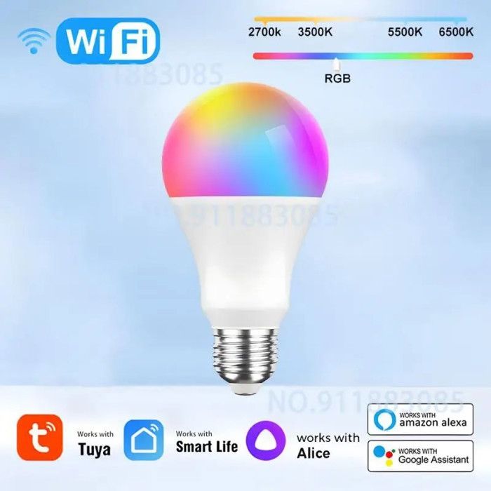Ampoule LED à intensité variable intelligente Tuya WiFi,lampe de contrôle d'application Smart ...