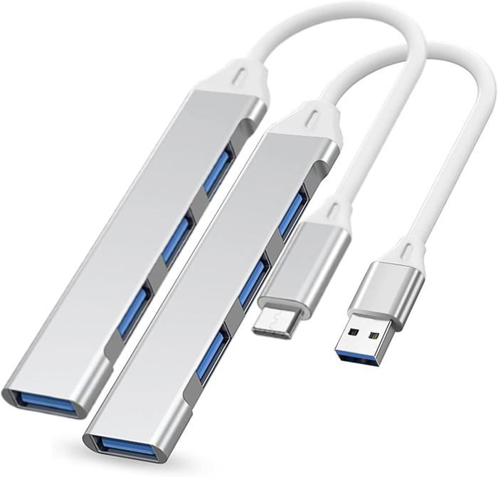 Hub USB 4 en 1. Pack avec 2 concentrateurs USB, connecteurs USB et USB ...