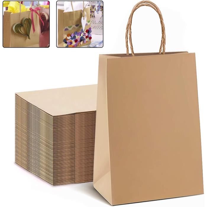 25 Pièces Sac Cadeau, Sac Papier Cadeau, Sac Kraft, Sac en Papier Kraft ...