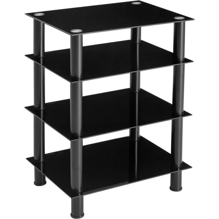 Meuble Tv Hifi-Audio Avec 4 Étagères En Verre Noir 600 Mm De Large[J224 ...