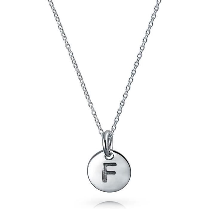 Collier Minimalist Abc Round Disc Block Letter Alphabet A-Z Initial ...