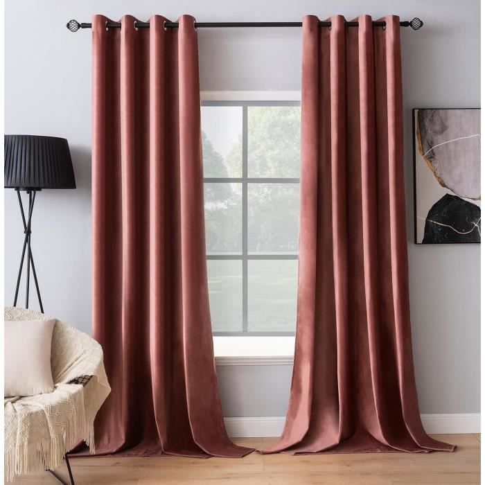 Rideau Velours Vieux Rose Lot De 2, Super Doux Semi-Occultant Rideaux À ...