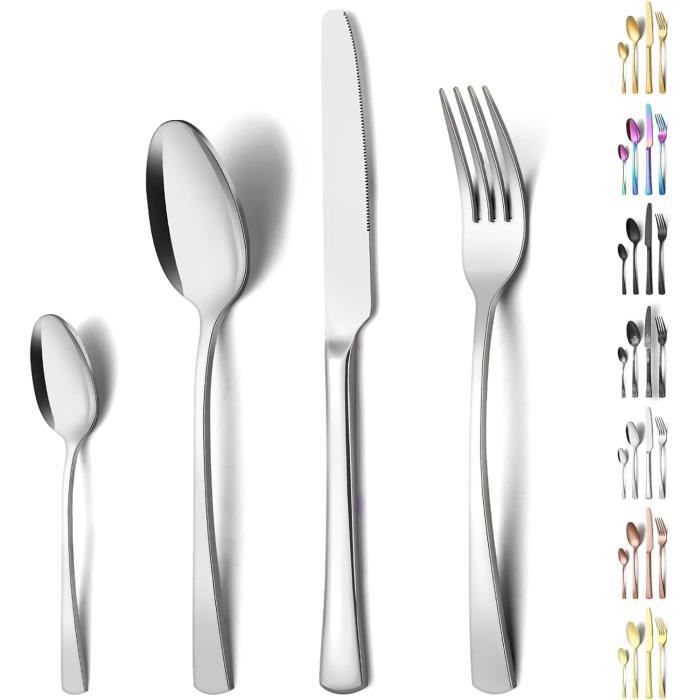 24 Pieces set de couverts de table, ensemble de couverts en acier ...