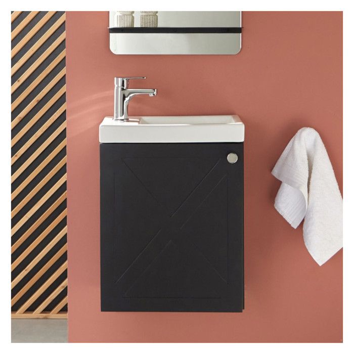 Meuble lave-mains AVA noir + robinet chromé - Cdiscount Maison