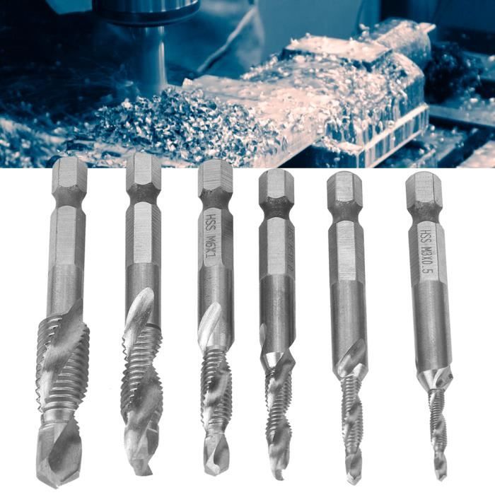 Foret à taraud HSS 6 pièces acier rapide 6.35mm foret à tige hexagonale ...